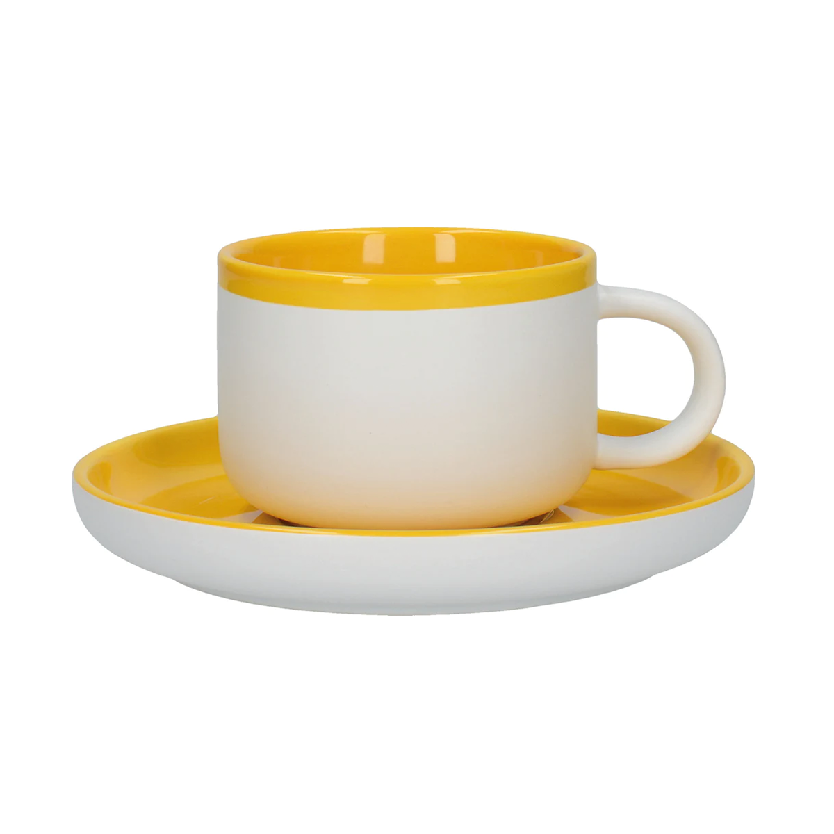 KitchenCraft La Cafetiere Barcelona Mustard 250ml Tea Cup And Saucer ...